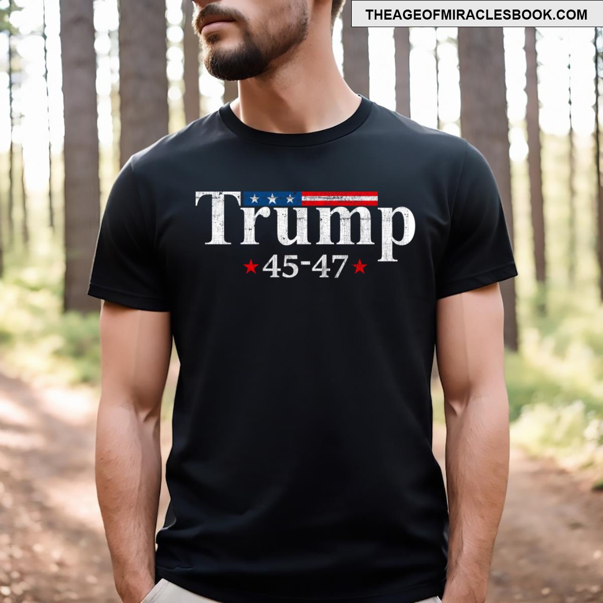 Vintage Trump 2024 Retro Us Flag 45 47 Trump T-shirt