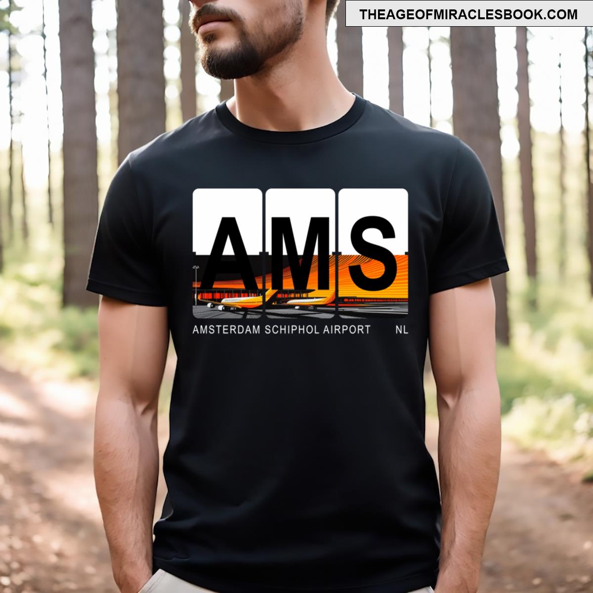 Amsterdam Schiphol Airport Netherlands Ams Iata Code Black T-shirt