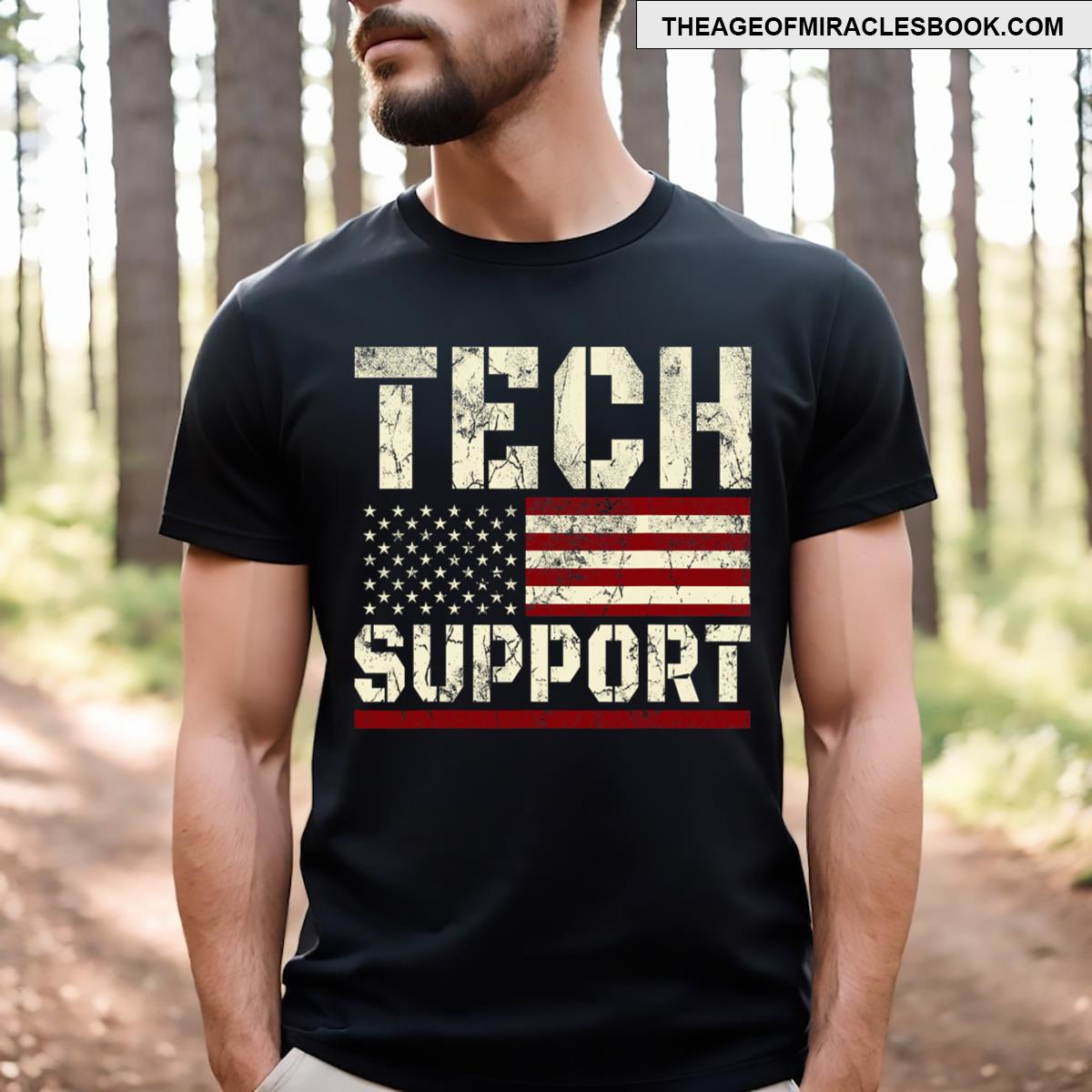 Tech Support Men American Flag It Tech Support T-shirt