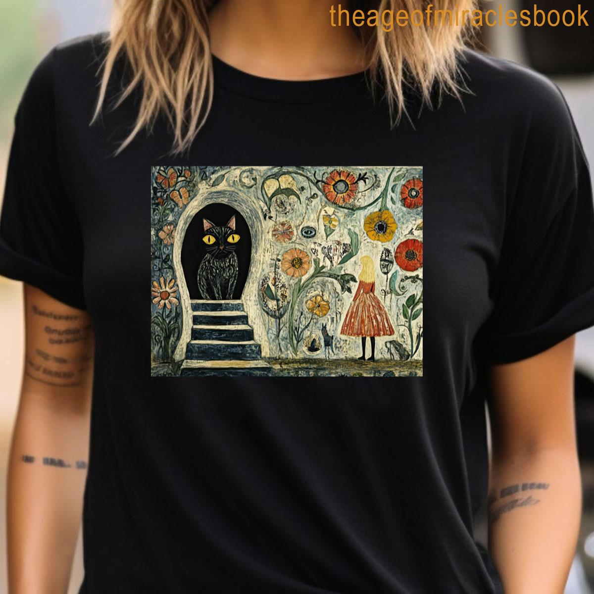 Whimsical Wonderland With Alice And The Cheshire Cat T-shirt