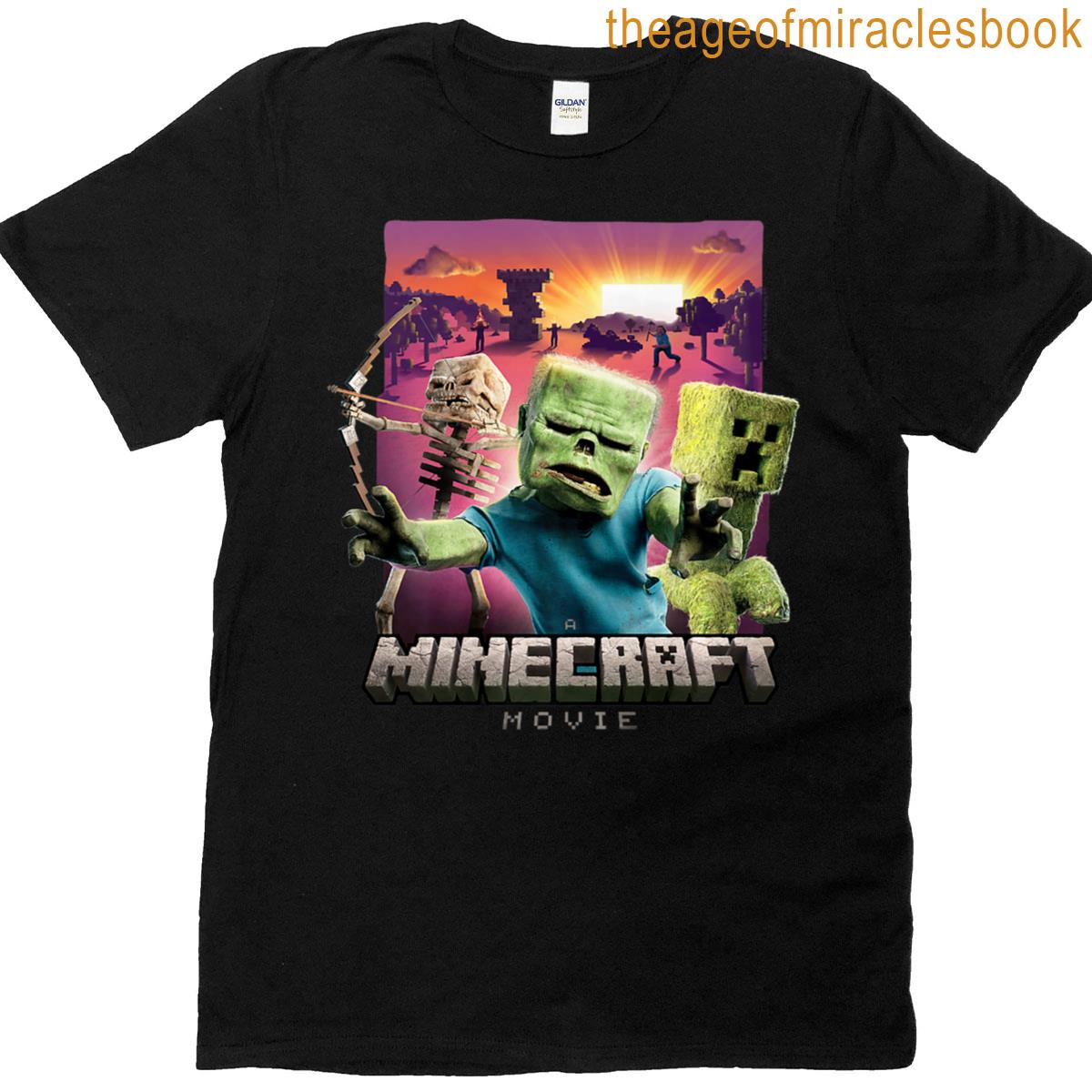 A Minecraft Movie Skeleton Zombie & Creeper Group Portrait T-shirt