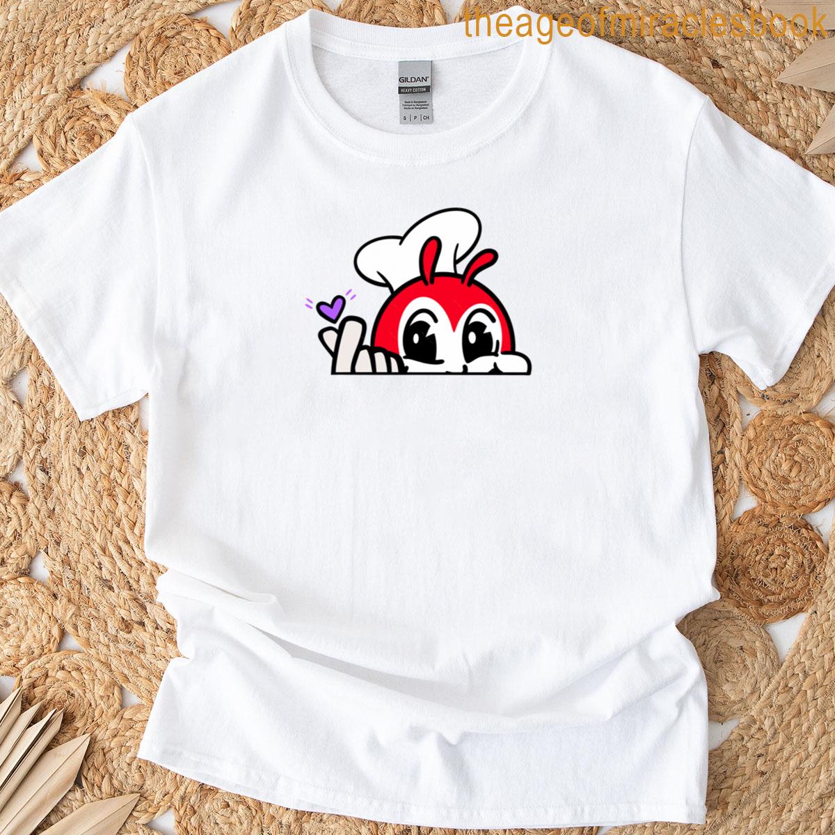 Jollibee Peeking Finger Heart Filipino Sticker T-shirt