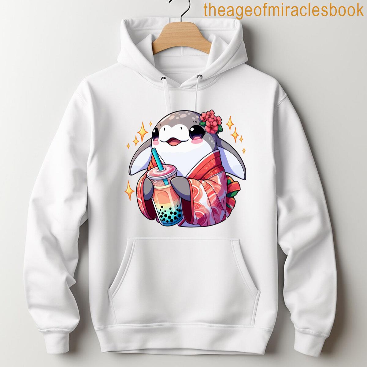 Anime Cute Kawaii Classic Shark Bubble Boba Tea T-shirt