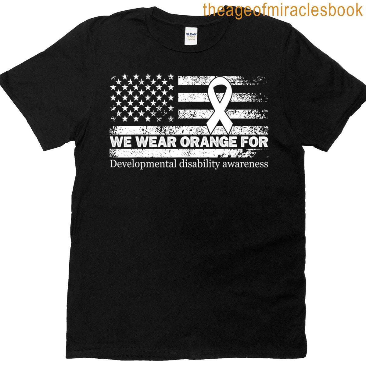 Us American Flag We Wear Orange For Developmental Disability T-shirt