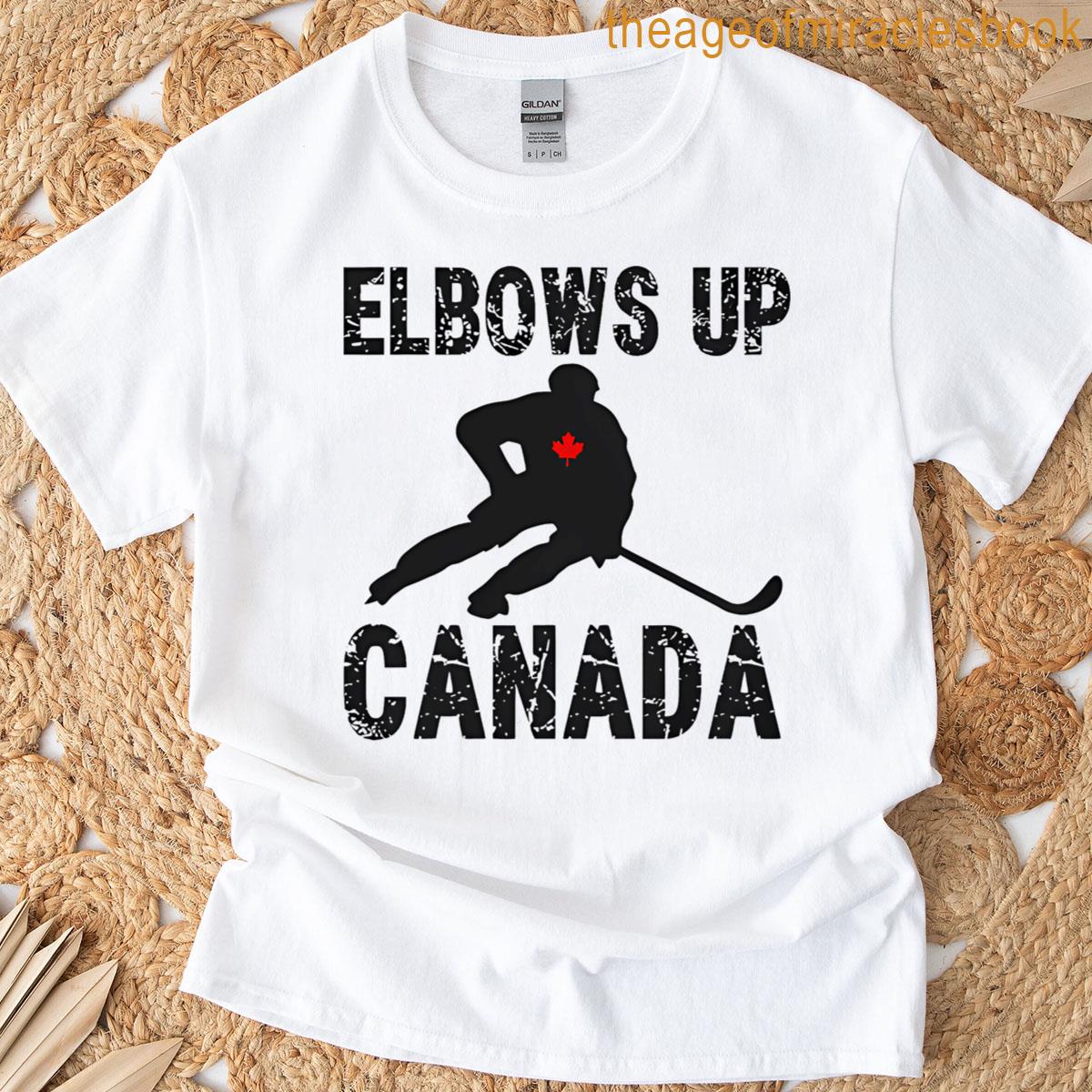 Elbows Up Vintage Canada Hockey Fan Proud Canadian T-shirt