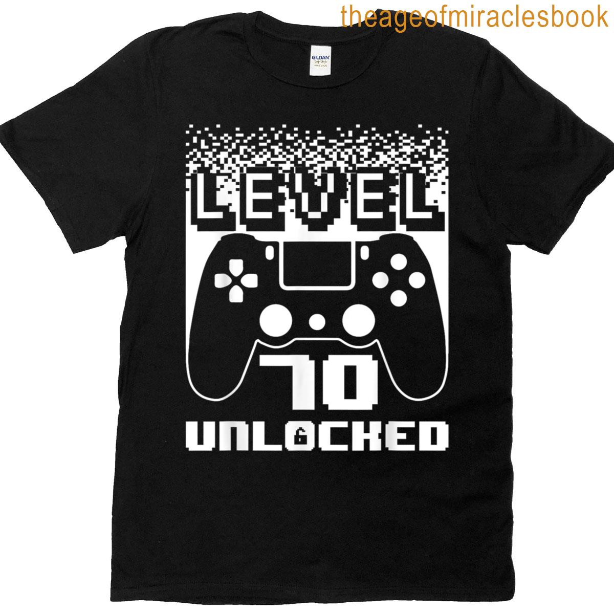 70th Birthday For Men Level 70 Unlocked Gamer 70 Year Old T-shirt