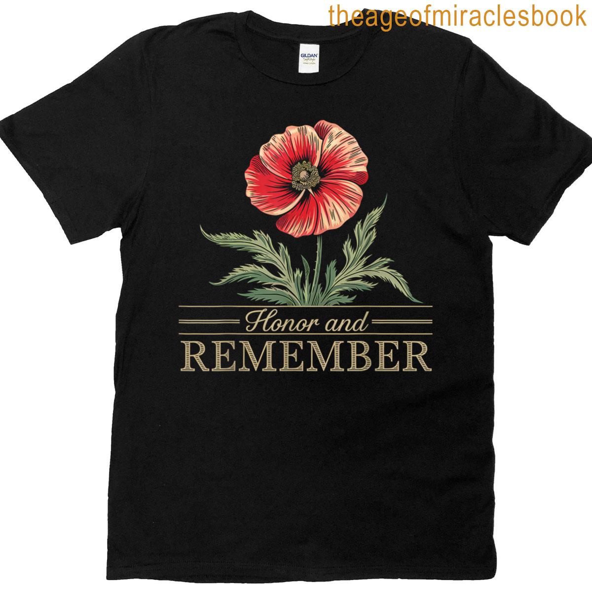 Honor Remember Memorial Day Vintage Poppy Flower T-shirt