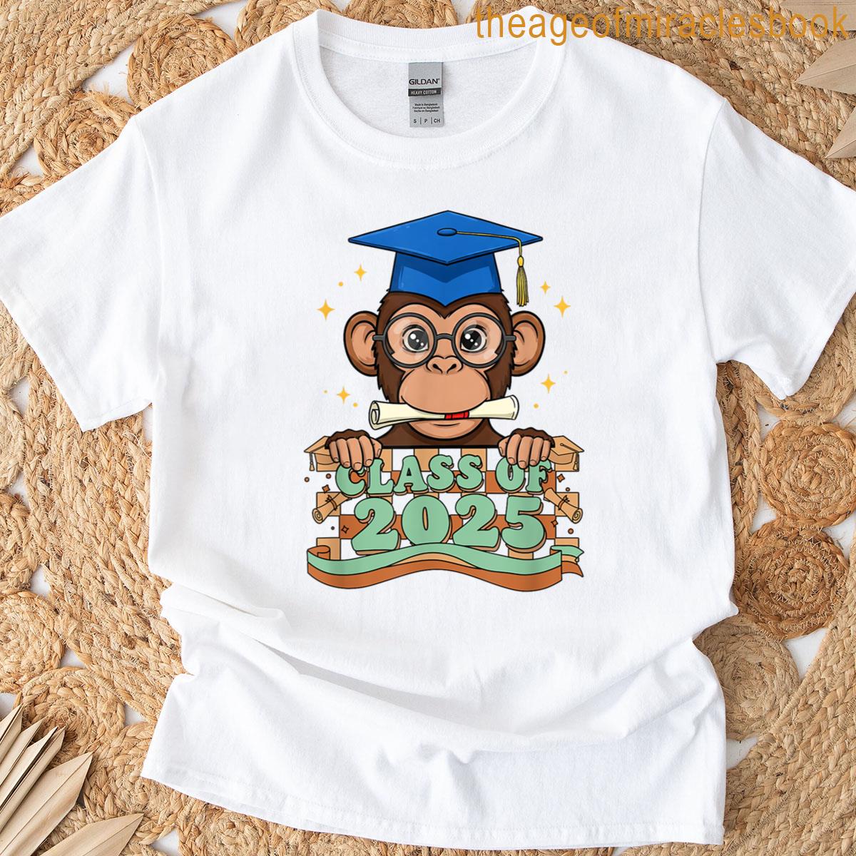 Graduate Monkey Class Of 2025 Kids Mens Womens Graduation T-shirt