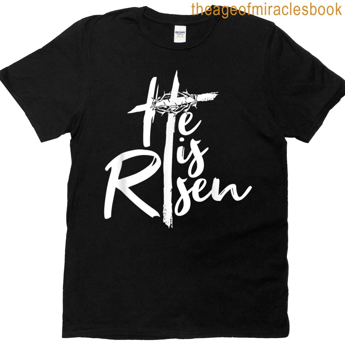 Happy Easter He Is Risen Jesus Cross Scripture Matthew Shirt