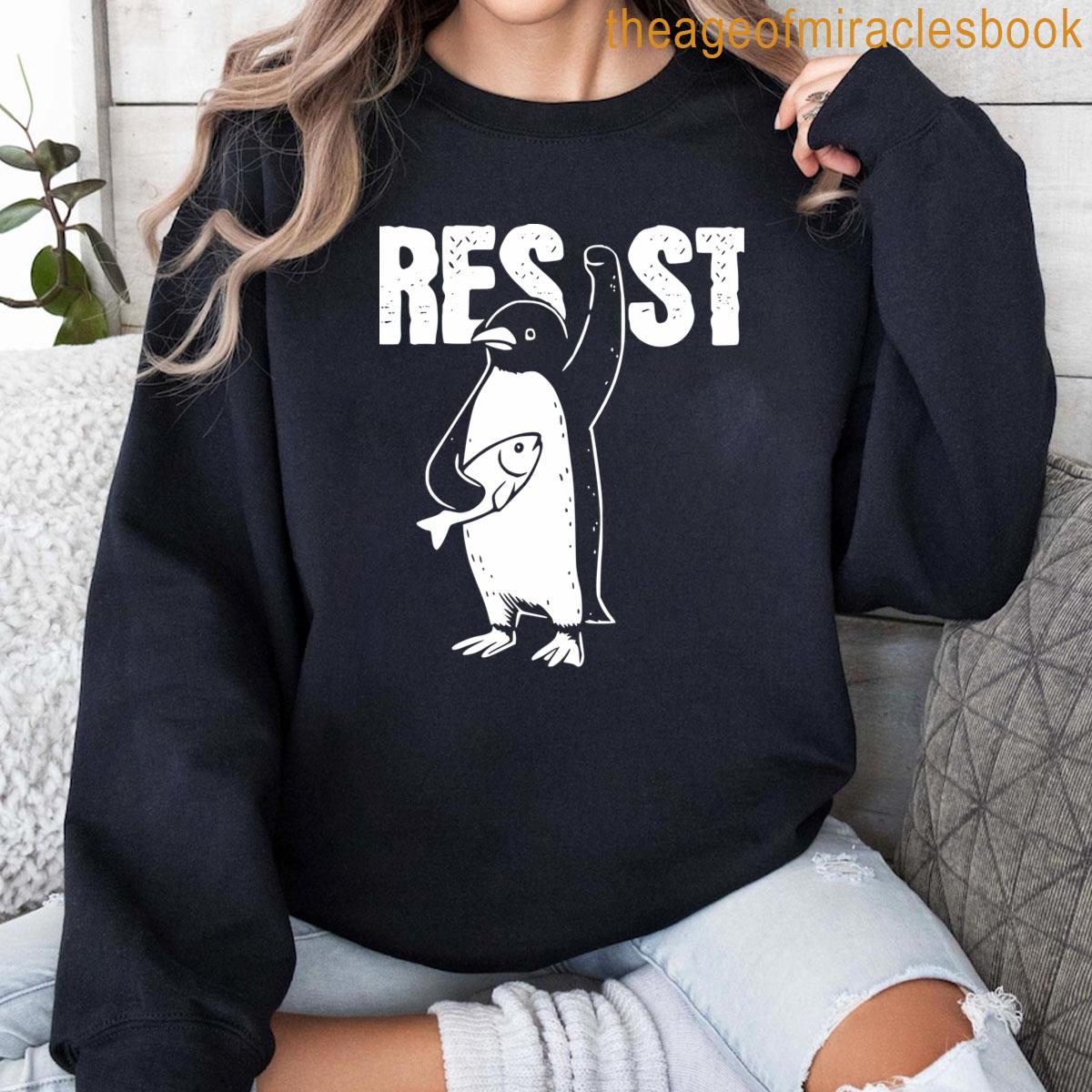 Resist Penguin Activism Graphic Designvintage Protest Penguin Drawing ...