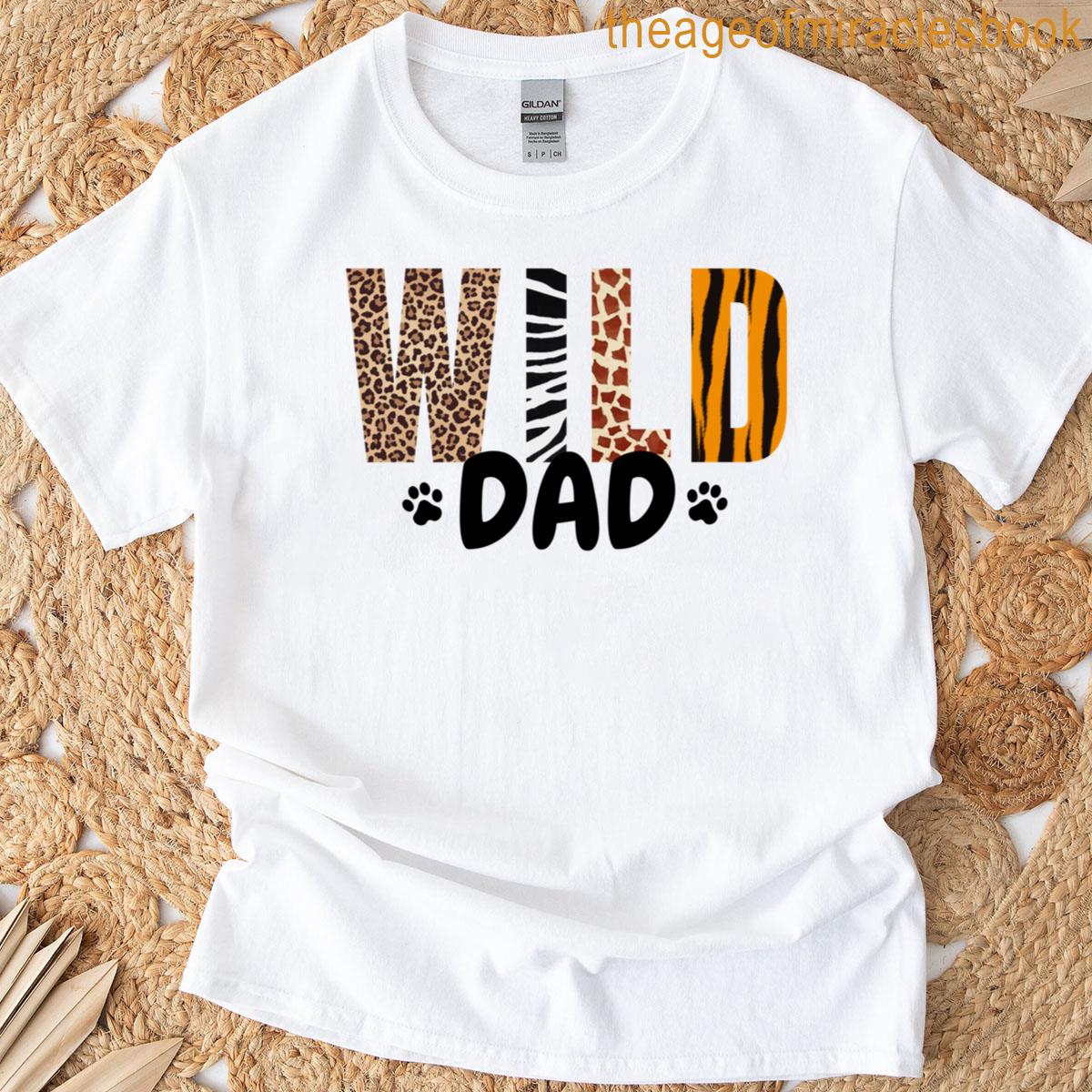 Wild One Dad Birthday Jungle Safari Zoo Animal Print Match T-shirt