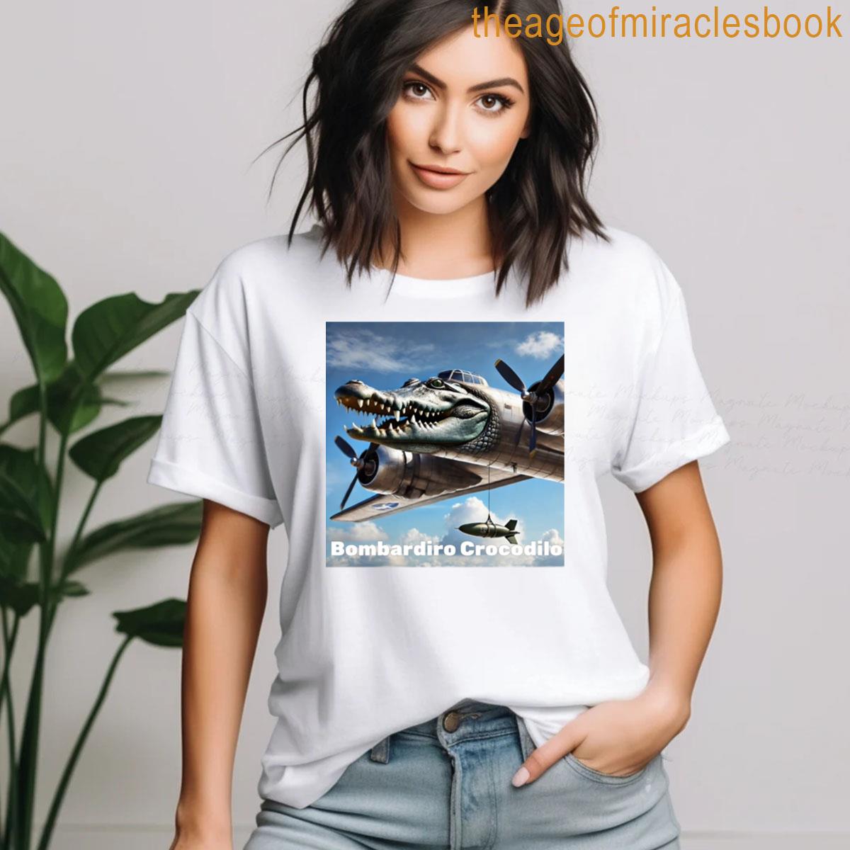 Bombardiro Crocodilo Ai Brainrot Meme Design - Sticker Magnet T-shirt