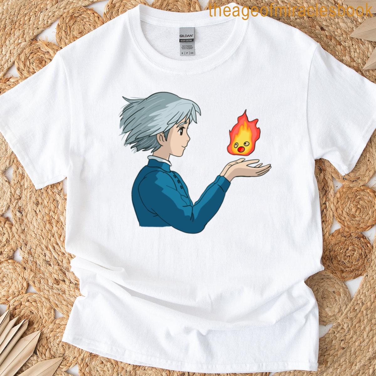 Sophie And Calcifer - Howls Moving Castle - Ghibli Fan Art T-shirt