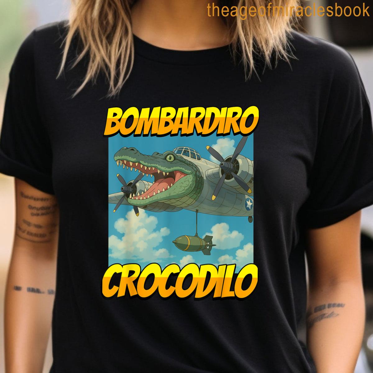 Bombardiro Crocodilo - Italian Brainrot Meme Anime Style T-shirt