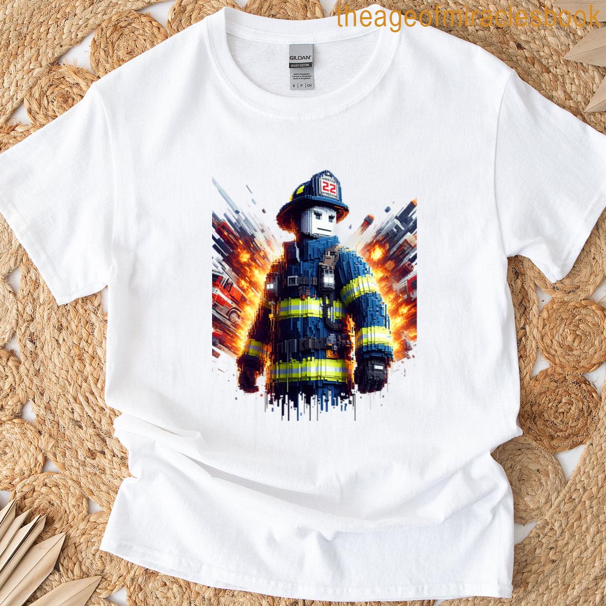 Firefighter Hero Minecraft Art T-shirt