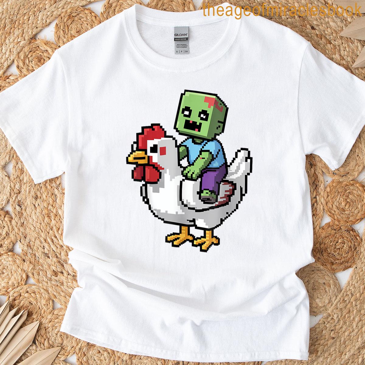 Jock Chicken Pixel Art Gamer Zombie Boys Kids Funny T-shirt