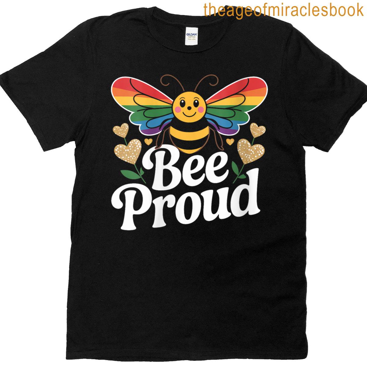 Womens Bee Proud Rainbow Bee Lgbtq Cute Pride T-shirt