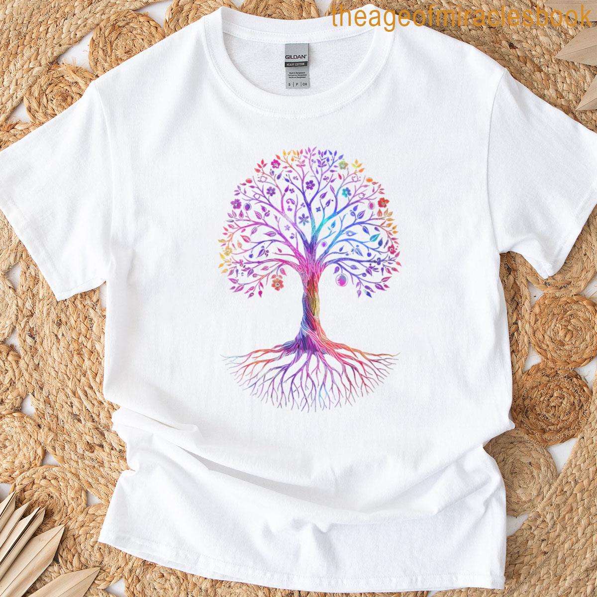 Womens Tree Life Rainbow Spiritual Peace Meditation Gift Zen T-shirt