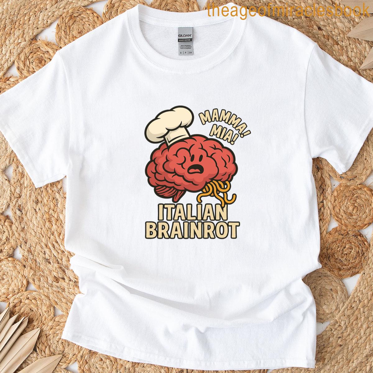 Italian Brainrot - Funny Cartoon Pasta Brain Design T-shirt