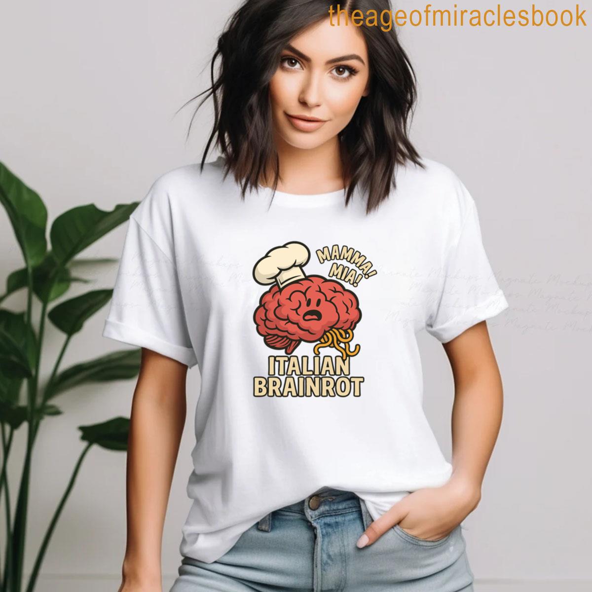 Italian Brainrot - Funny Cartoon Pasta Brain Design T-shirt