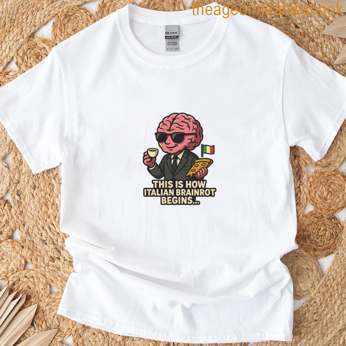 Italian Brainrot - Mafia Style Pizza Amp Espresso Brain Design T-shirt