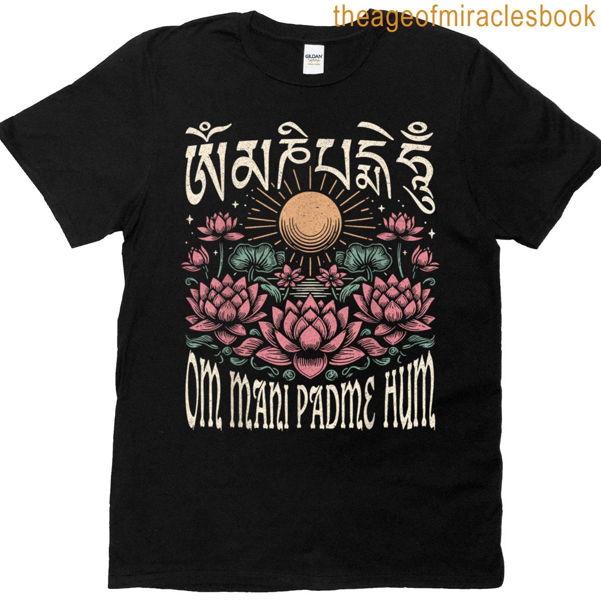 Om Mani Padme Hum Lotus Flower Sun Buddhist Compassion Retro T-shirt