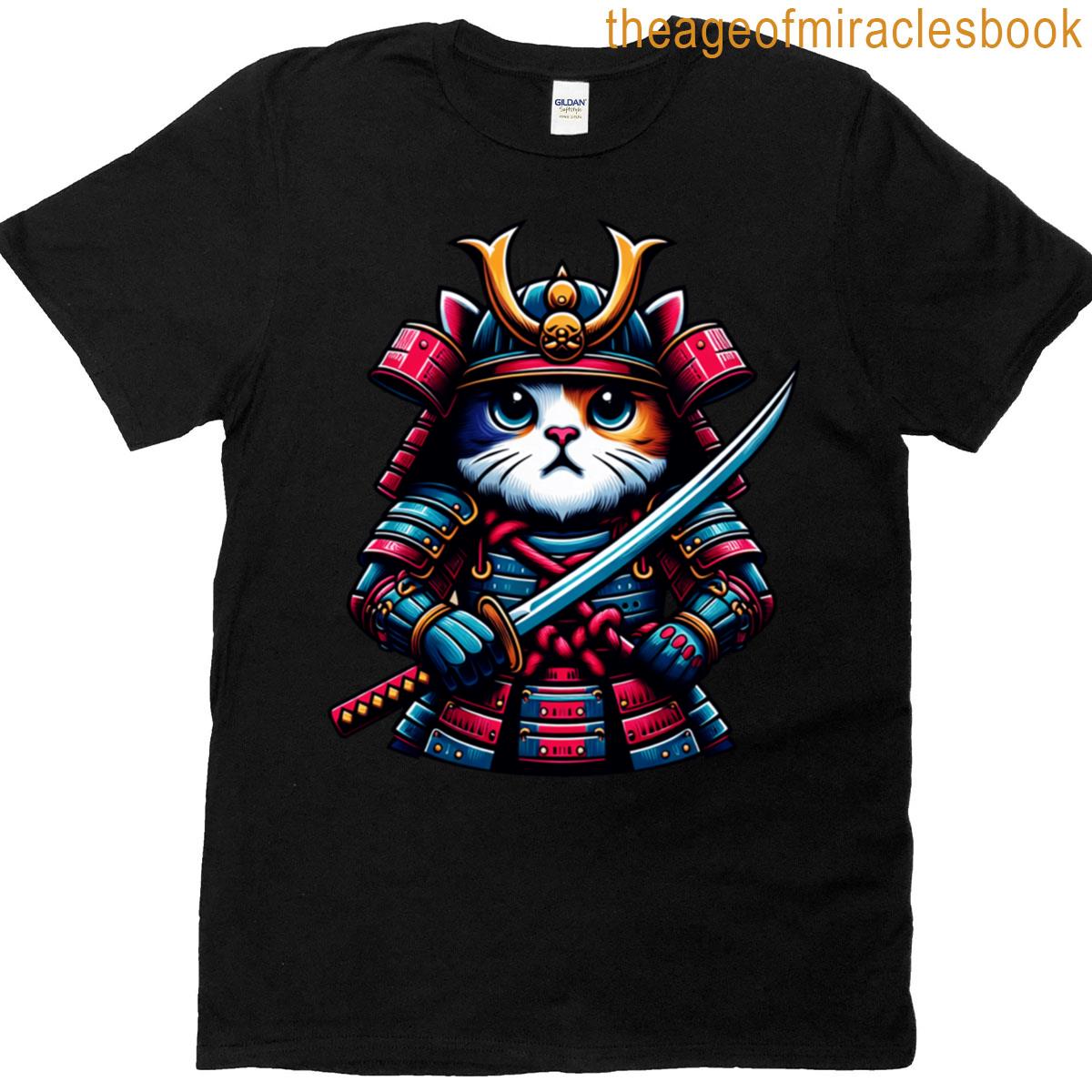 Sage Cat Samurai Wise Warrior Under The Starlit Sky T-shirt