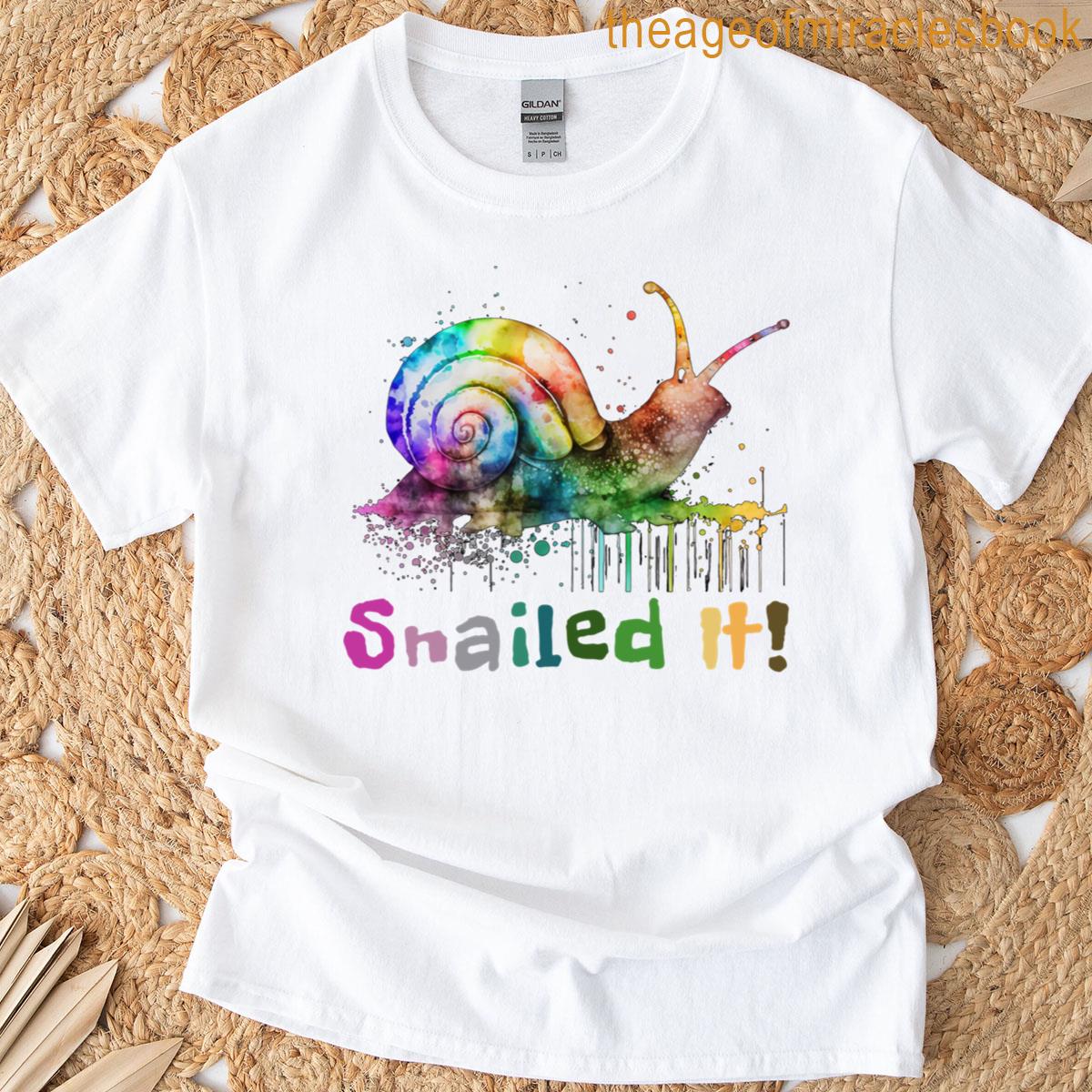 Cool Snail Rainbow Colors Snailed It Funny Slogan With Snail T-shirt