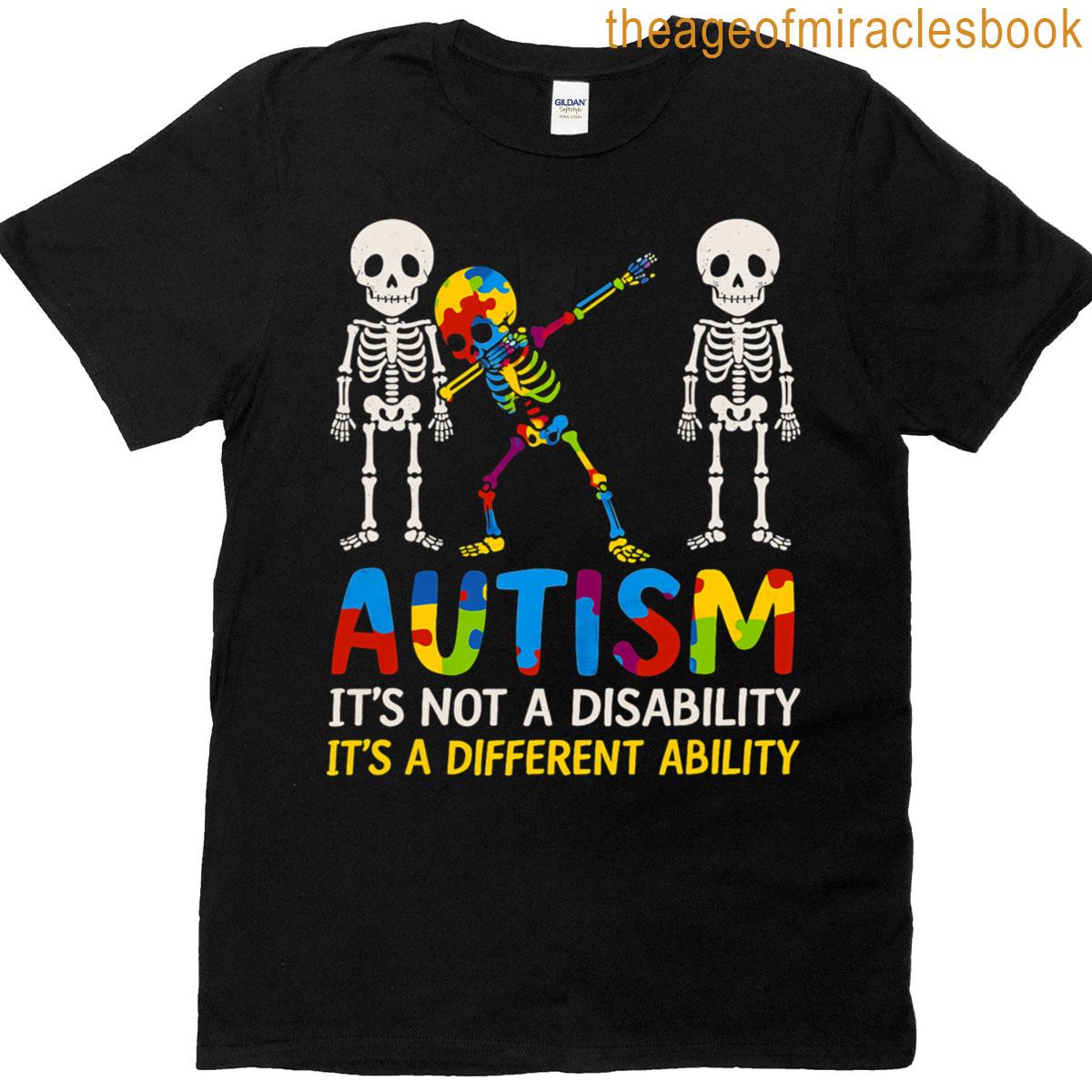 autism awerness skeleton dabbing autistic kids awareness T-shirt