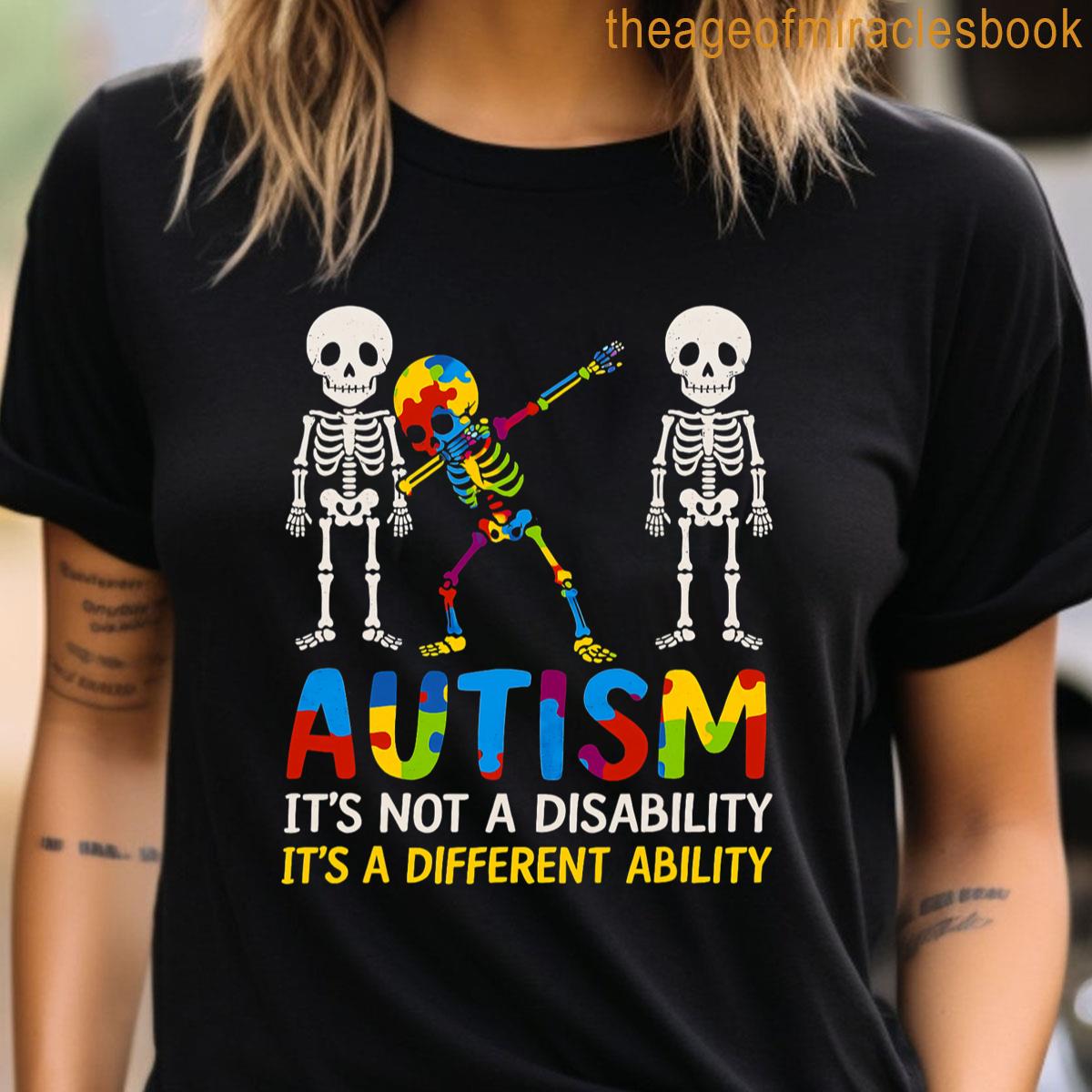 autism awerness skeleton dabbing autistic kids awareness T-shirt