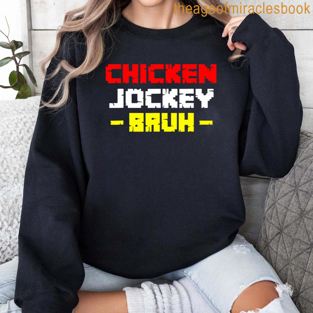chicken jockey bruh funny gamer chicken jockey meme T-shirt
