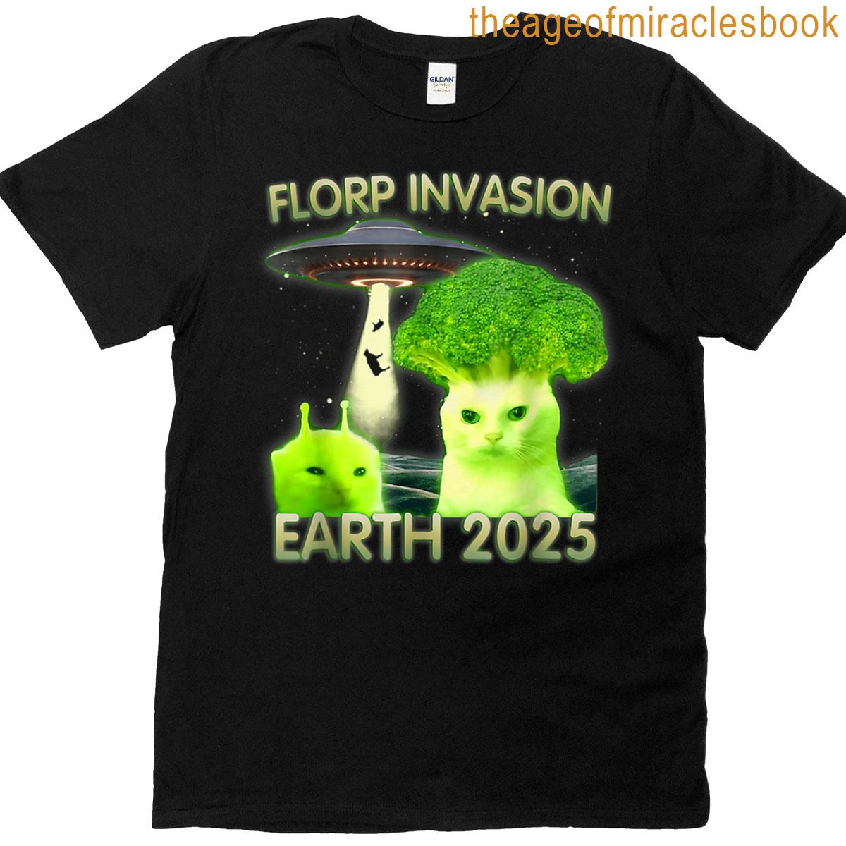 funny alien cat meme florp invasion earth 2025 women men T-shirt