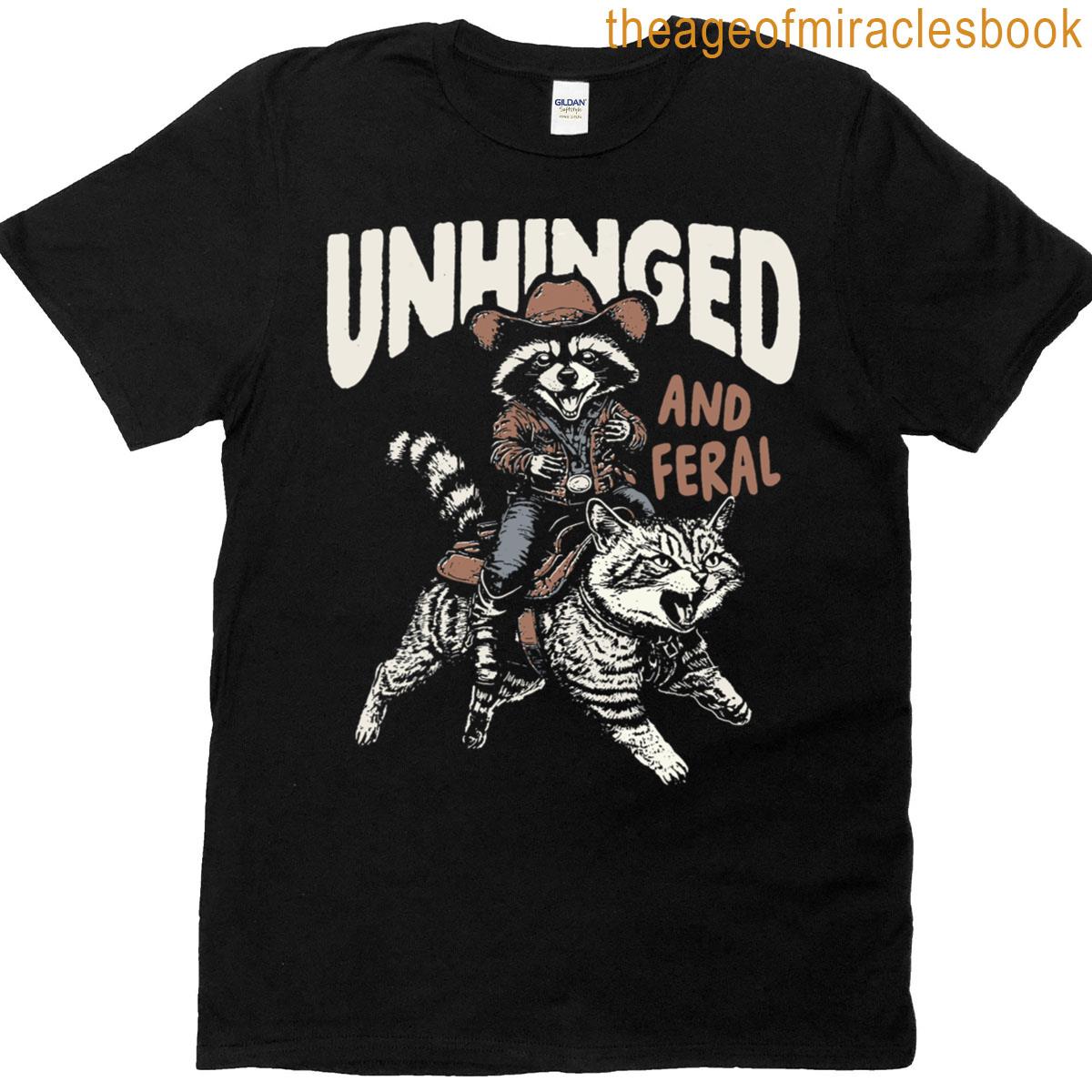 funny unhinged and feral raccoon cowboy western vintage T-shirt