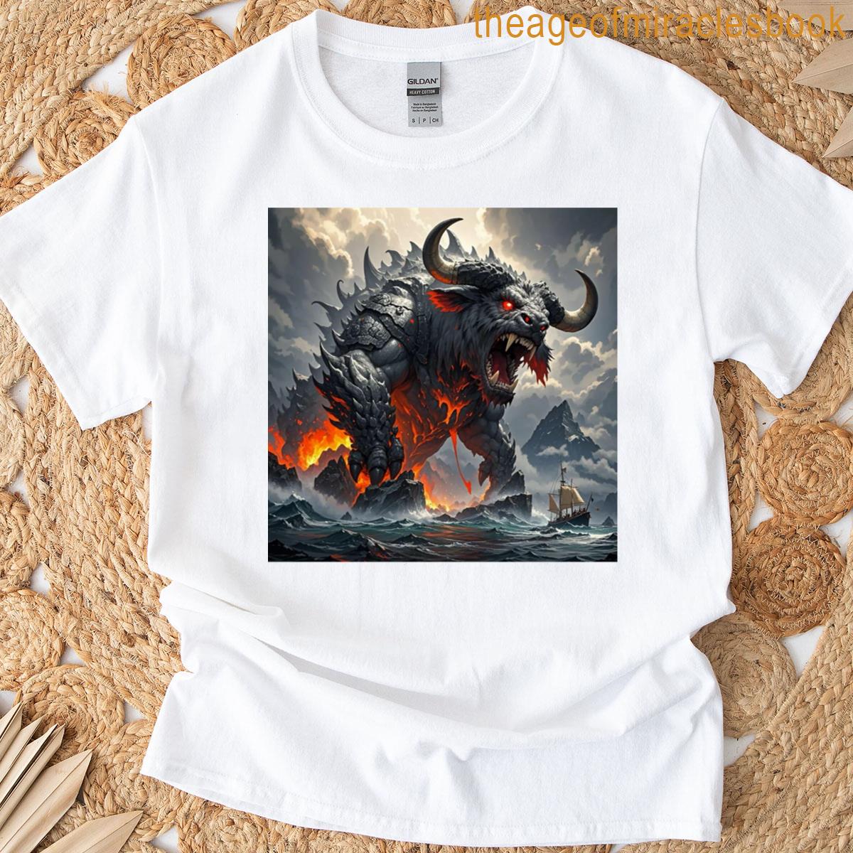 infernal lava minotaur roaring at sea premium scoop T-shirt