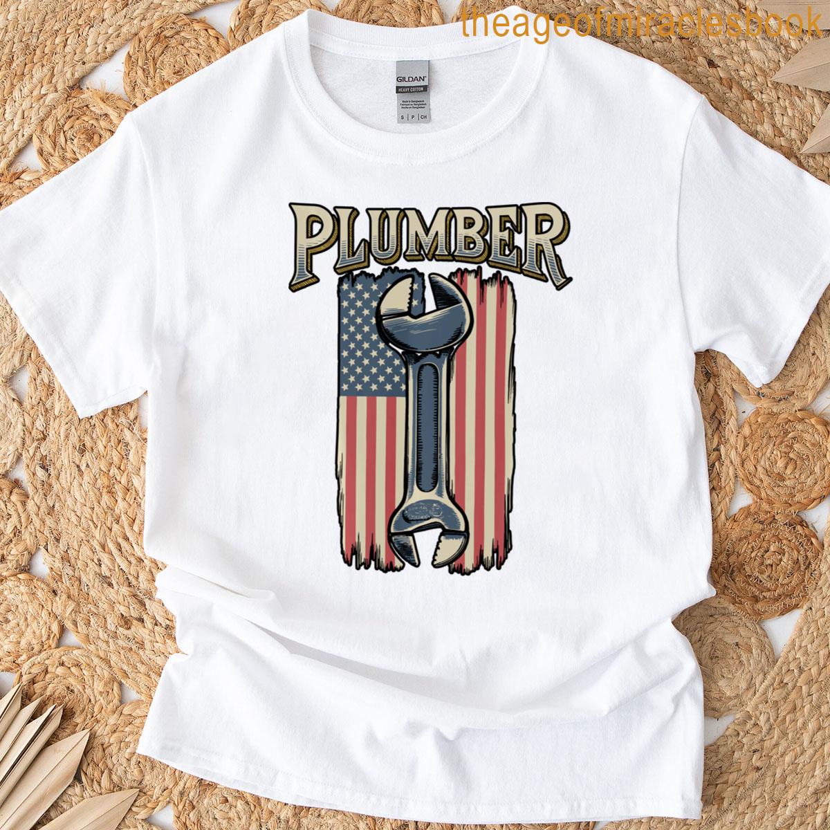 plumber usa flag 4th of july plumbing patriotic plumbers T-shirt