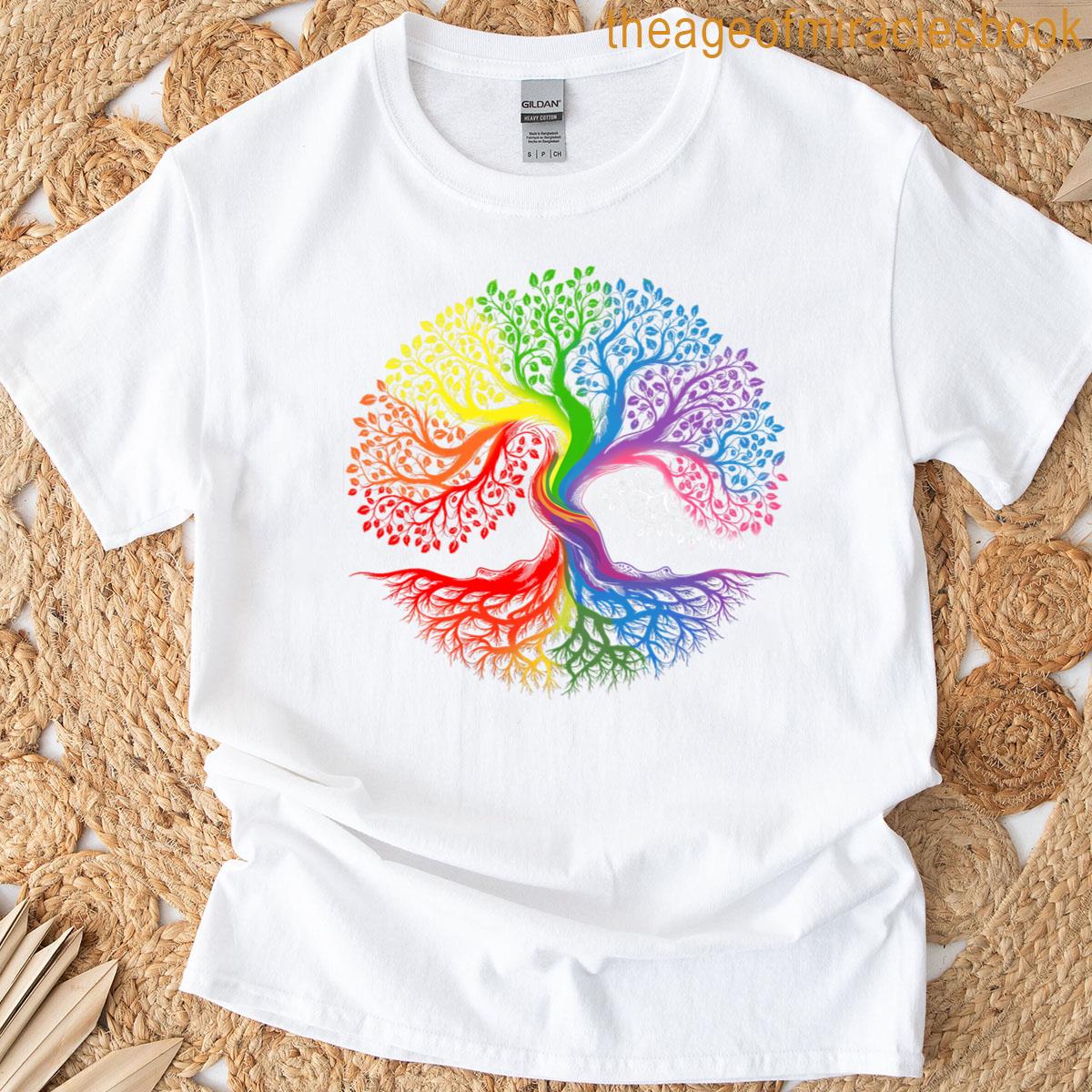 rainbow tree of life lgbtq lesbian gay pride flag ally T-shirt