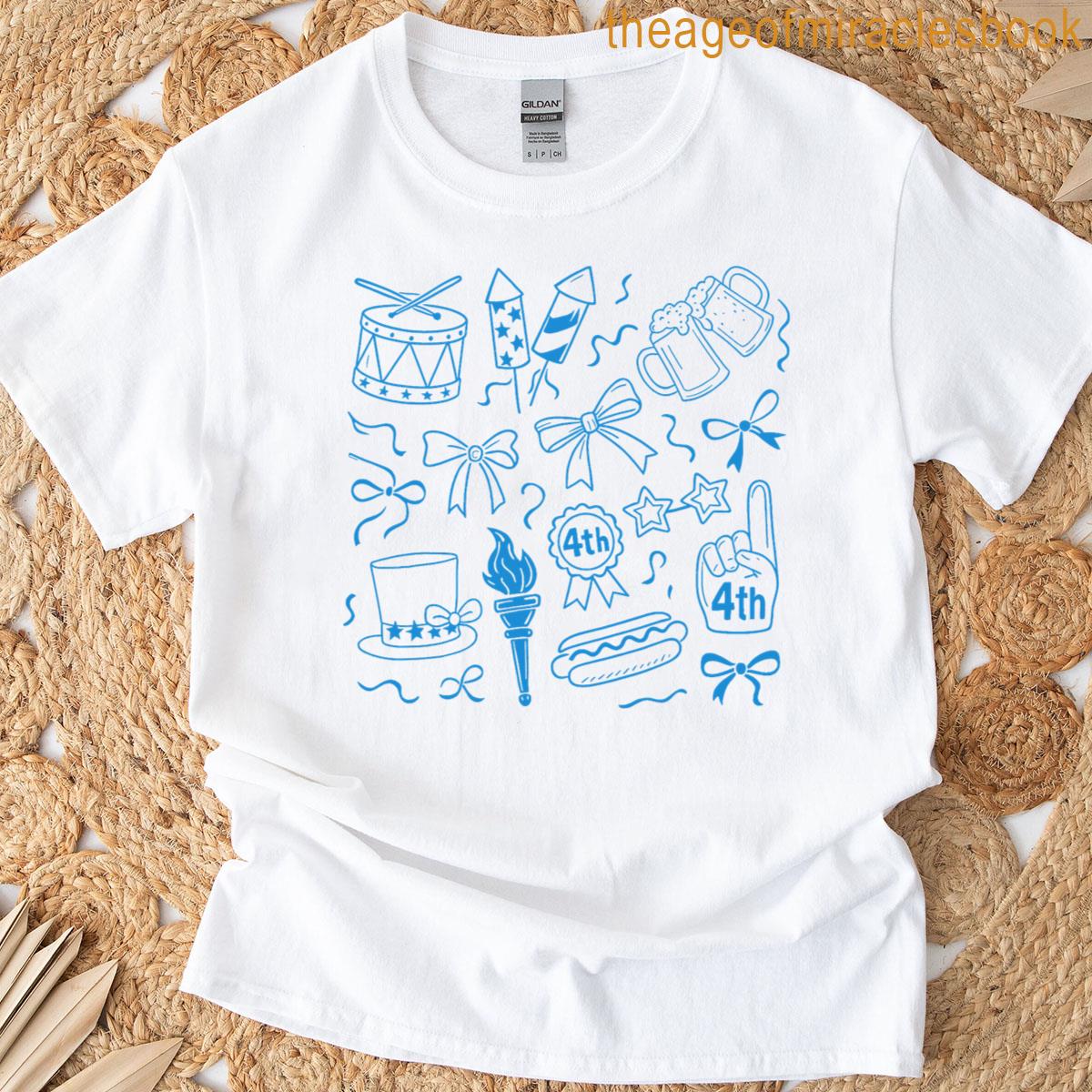 retro america coquette preppy 4th of july girly memorial day T-shirt