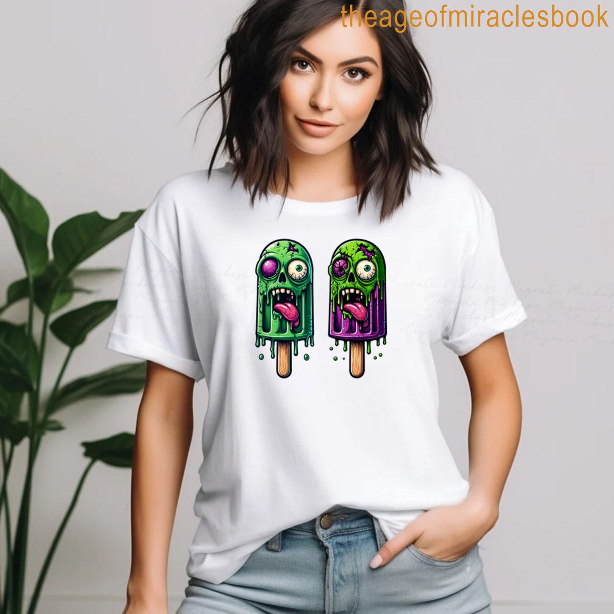 zombie popsicle duo - grotesque and creative halloween treats T-shirt
