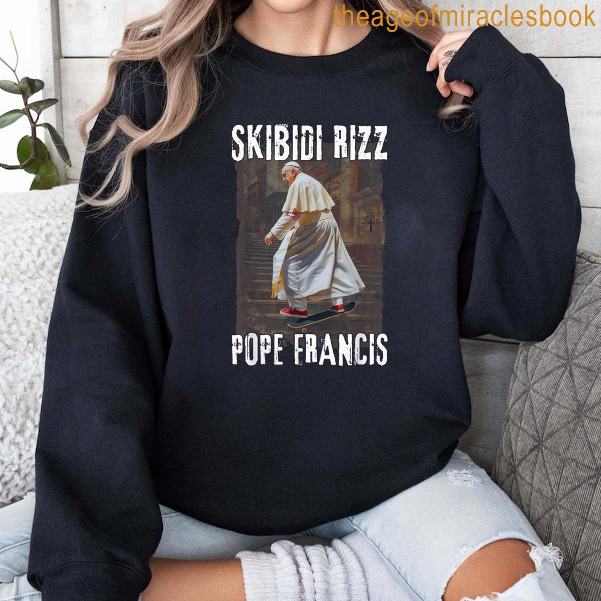 Viva Il Papa Pope Francis Skibidi Rizz Skateboard Vintage T-shirt