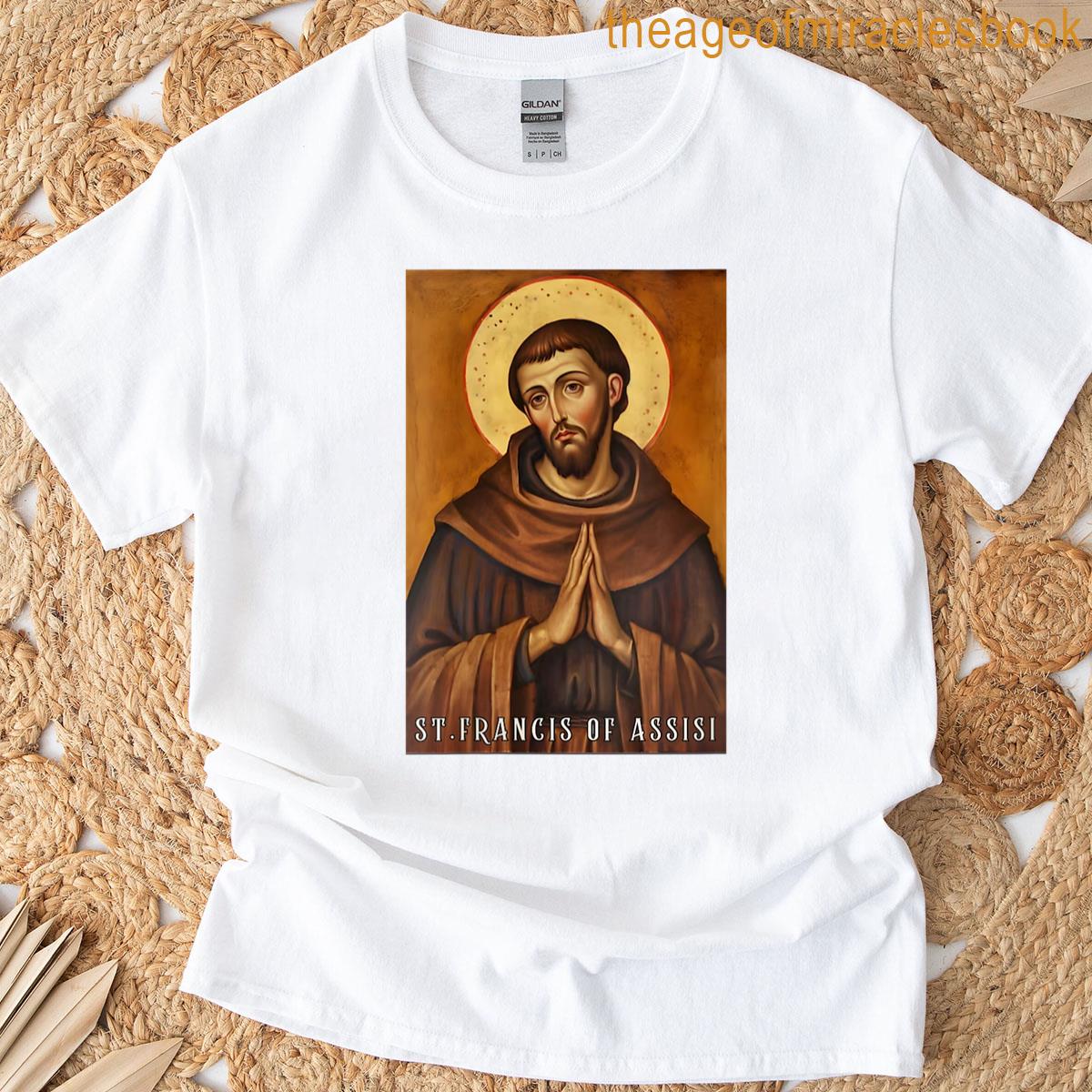 Womens St Francis Of Assisi Religious Icon T-shirt