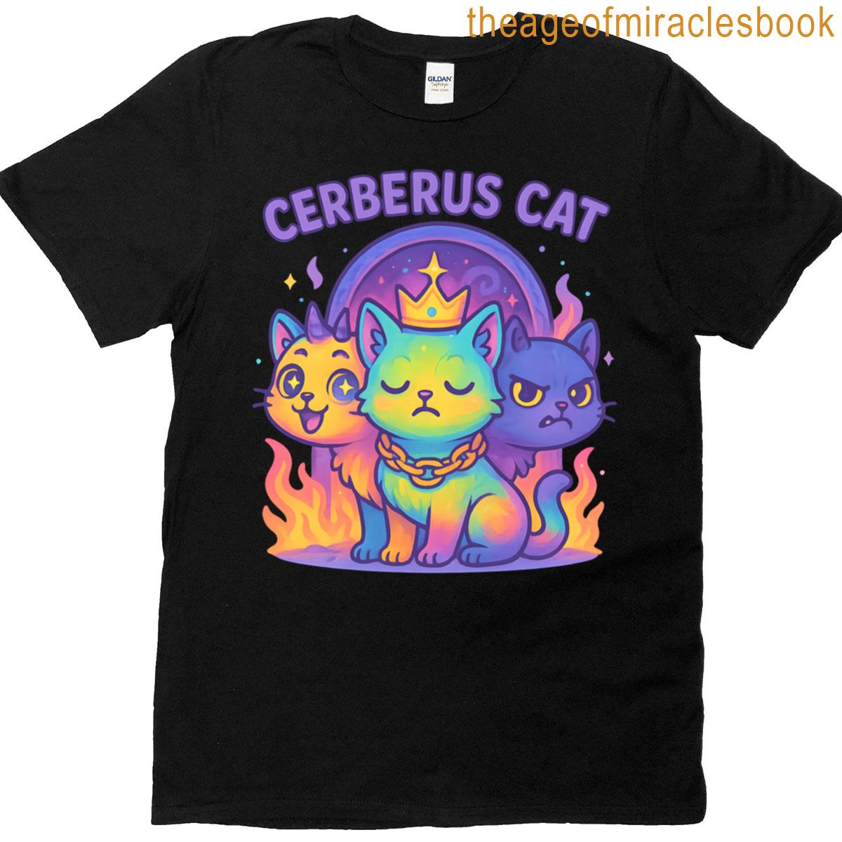 Cerberus Cat Royal - Cute Mythical Three-headed Cat With Crown Amp Fire ...