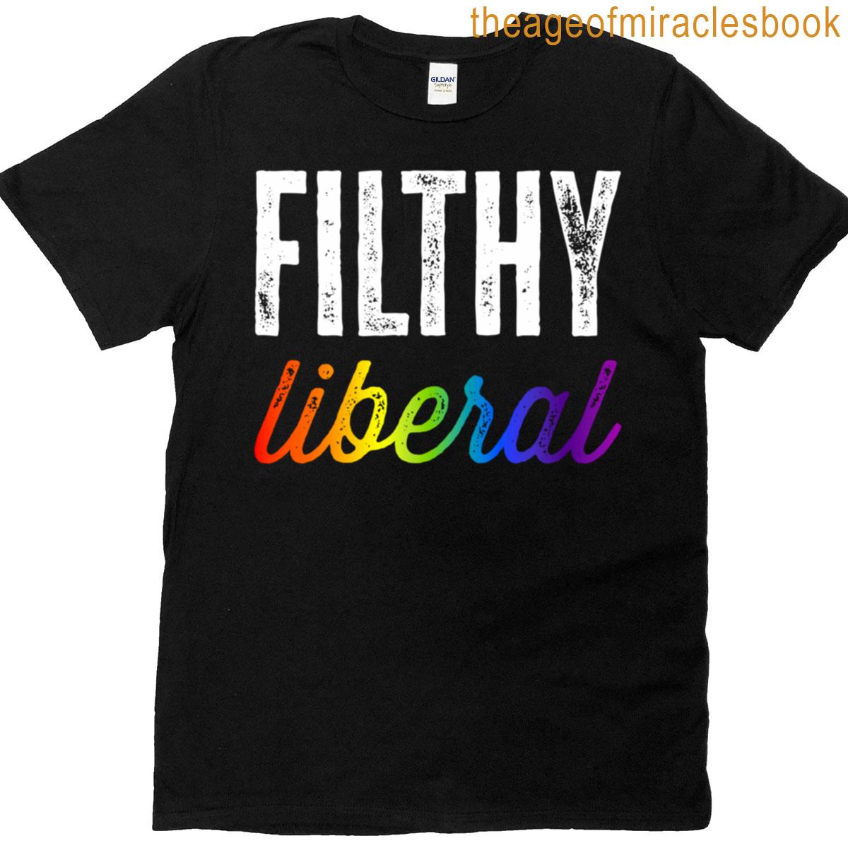Filthy Liberal V4 - White With Rainbow T-shirt