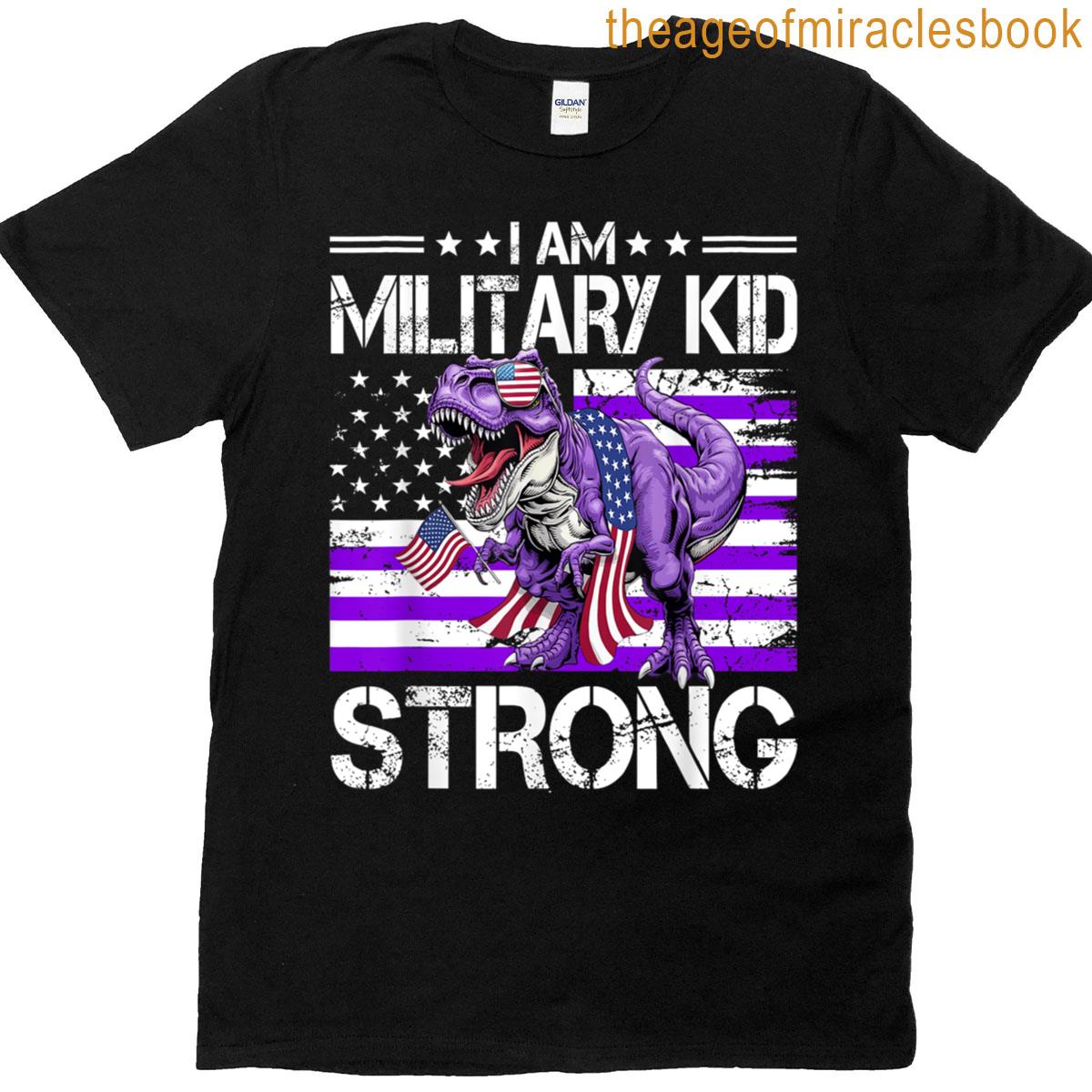 I Am Military Kid Strong Purple Up Kids Military Child Month T-shirt