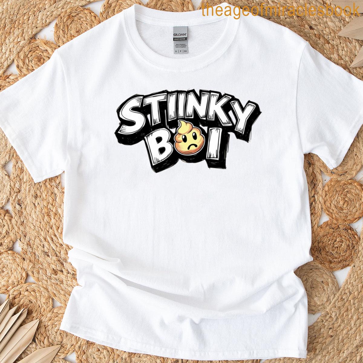 Stinky Boi Emoji Bold Poop Typography Art T-shirt