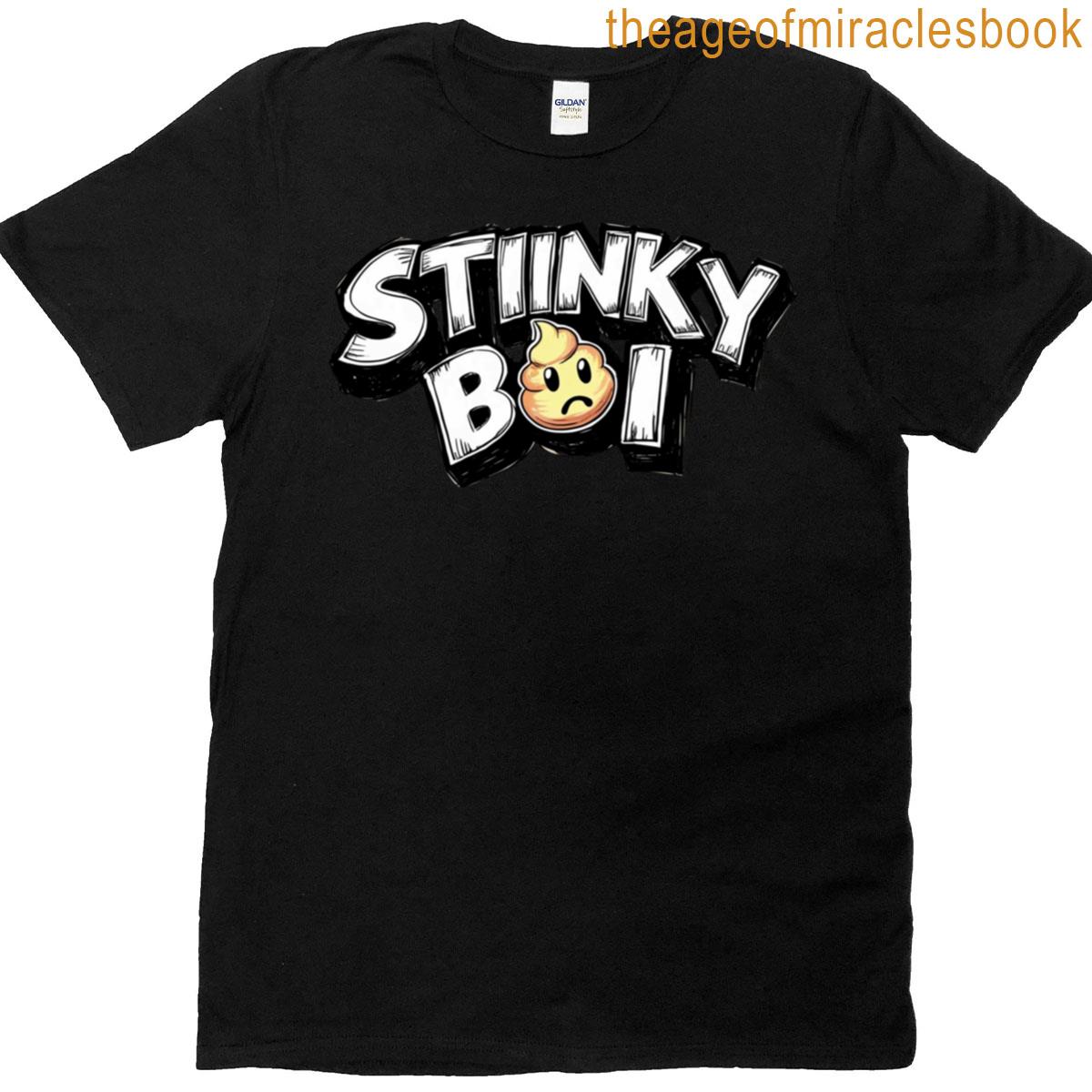 Stinky Boi Emoji Bold Poop Typography Art Oversized T-shirt