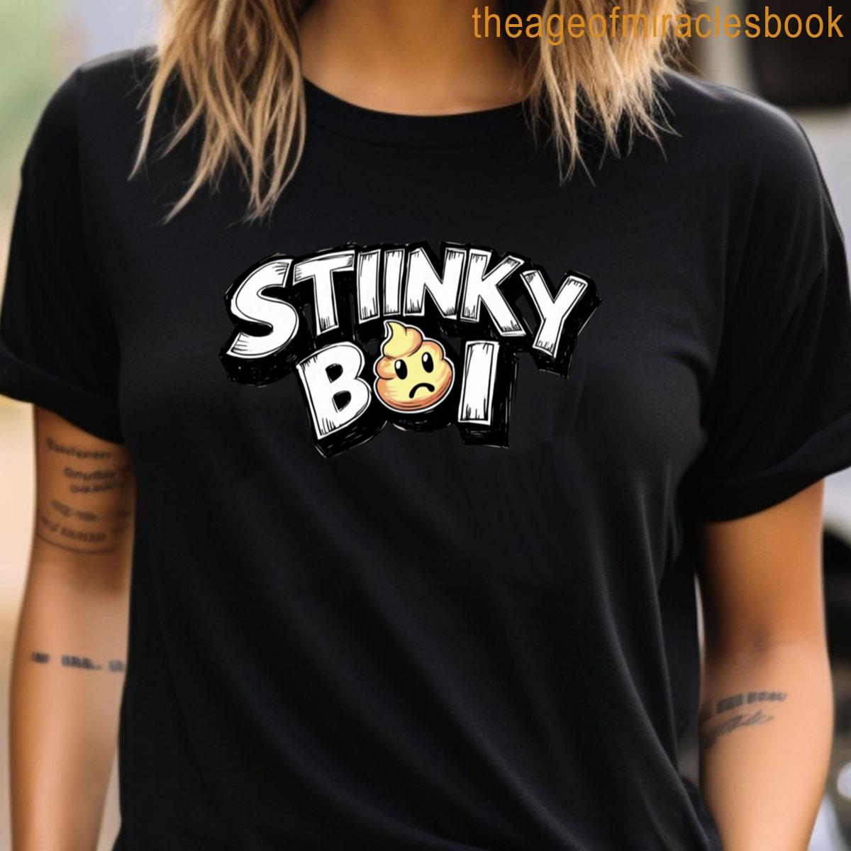 Stinky Boi Emoji Bold Poop Typography Art Oversized T-shirt