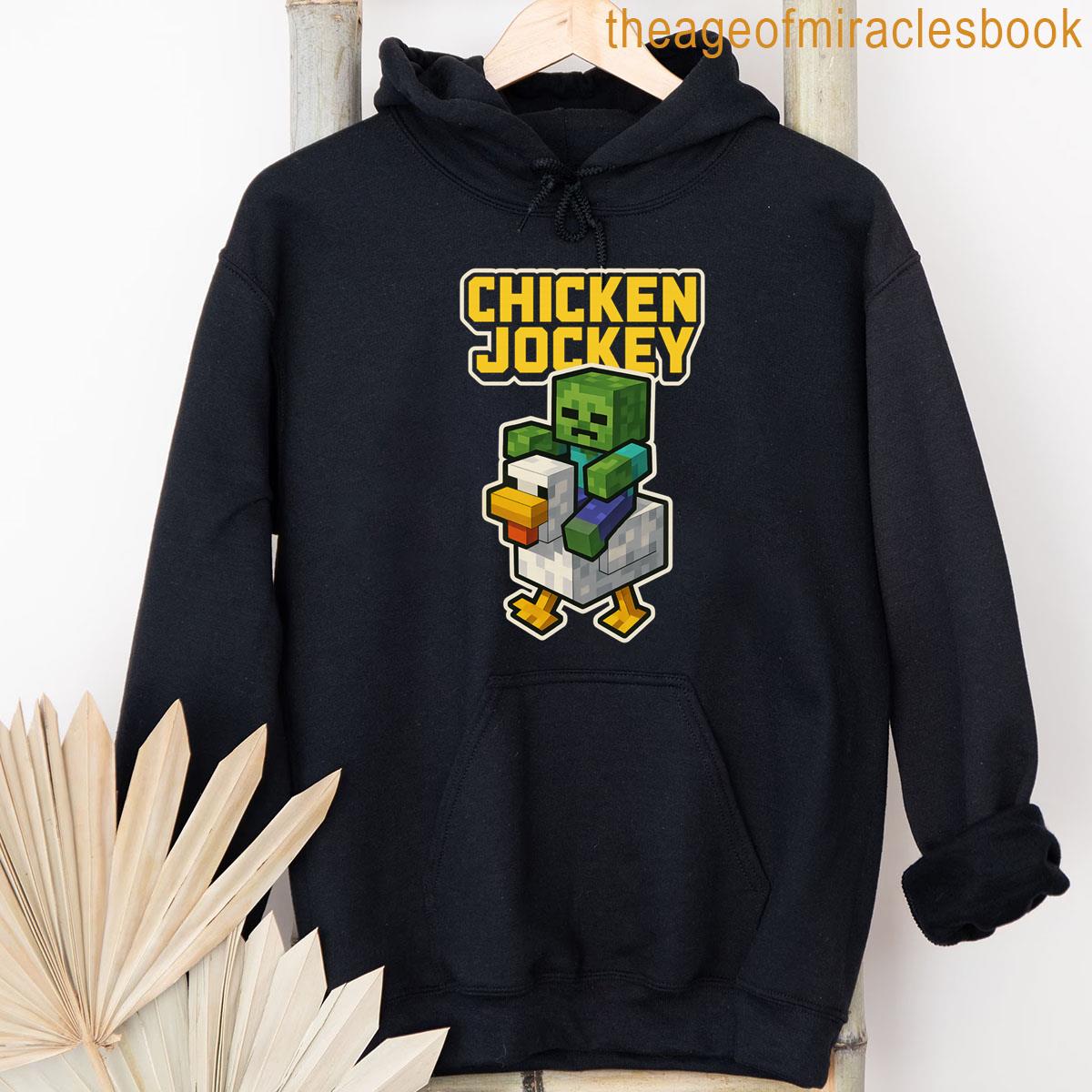 Chicken Jockey Pixel Art Gamer Zombie Boys Kids Funny T-shirt