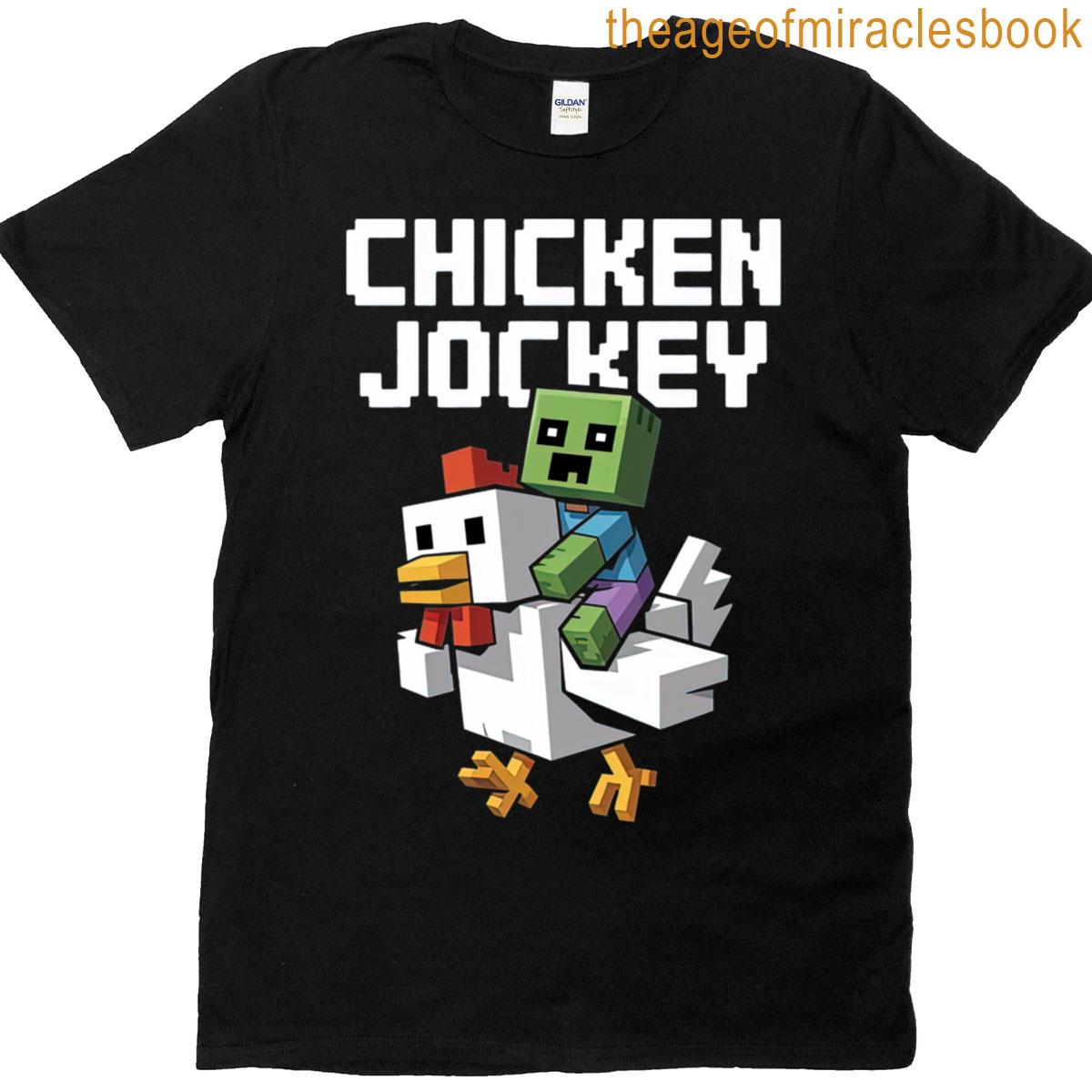 Chicken Jockey Pixel Art Zombie Gamer T-shirt