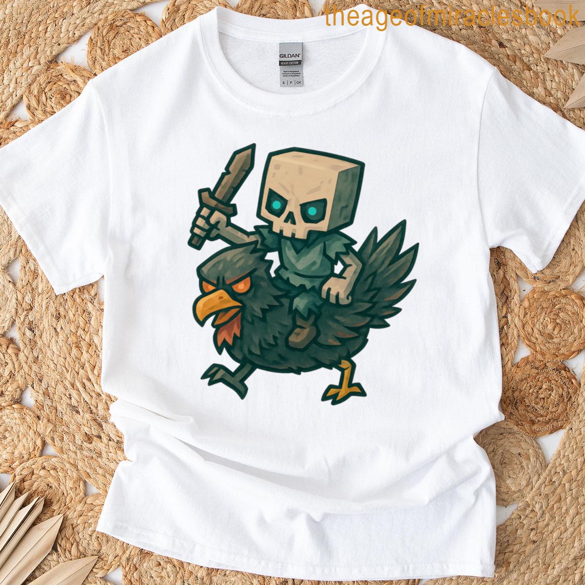 Chicken Jockey Pixel Undead Chicken Lost Overworld Files T-shirt