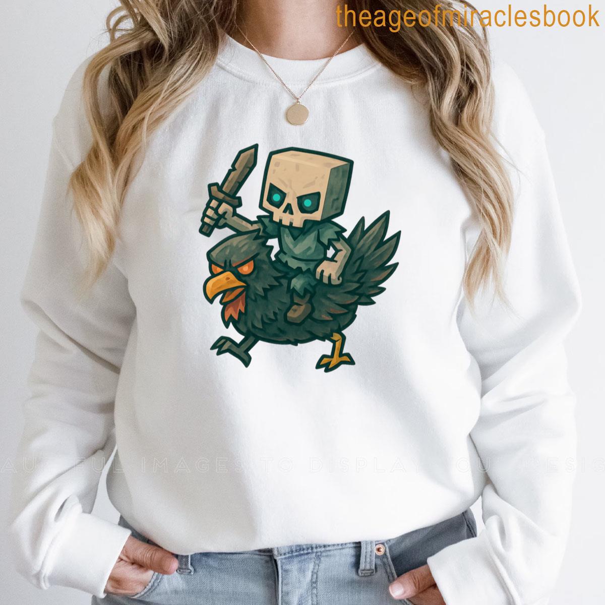 Chicken Jockey Pixel Undead Chicken Lost Overworld Files T-shirt